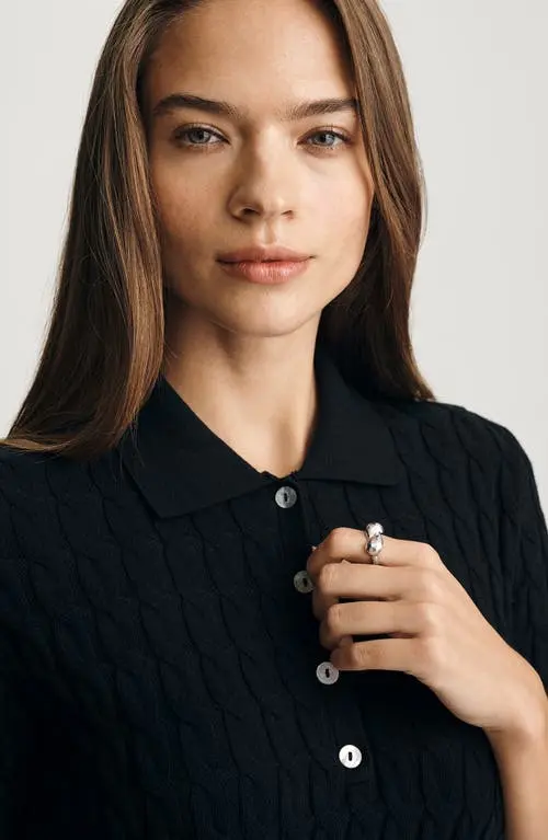 MAVI Cable Stitch Cotton & Cashmere Polo Sweater