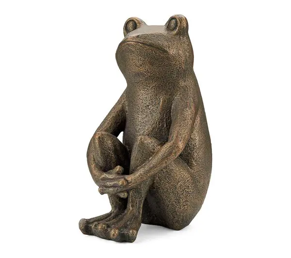 GLITZHOME 12h Resin Bronze Squatting Frog Sta Tue - One-color