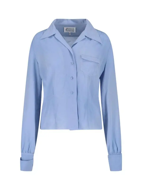MAISON MARGIELA Silk Four Stitches Shirt - Light Blue
