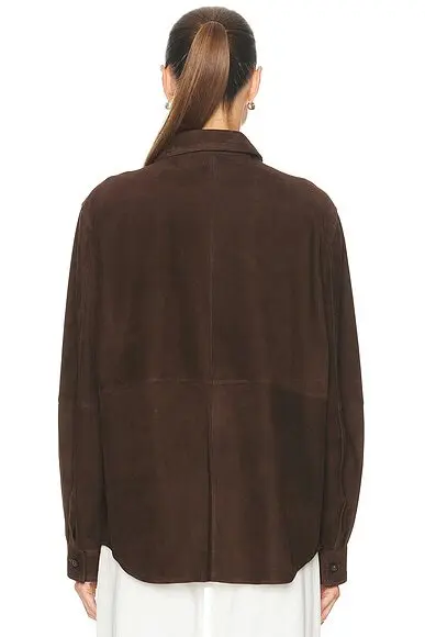 TOTEME Soft Suede Overshirt - Bark