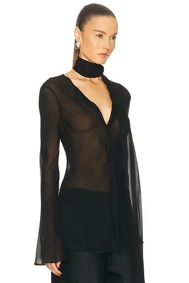 EAVES Via Blouse With Detachable Scarf - Black