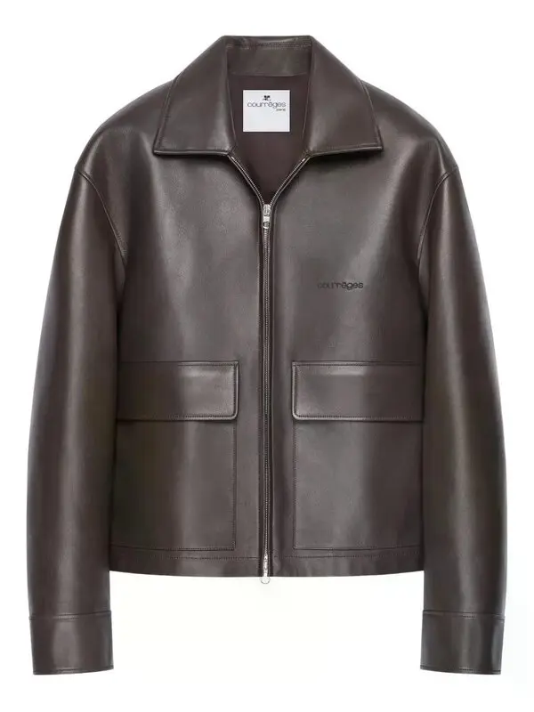 COURREGES Double-pocket Leather Jacket - Brown