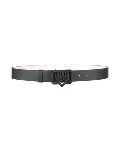 CHIARA FERRAGNI Leather Belt With Logo - Black