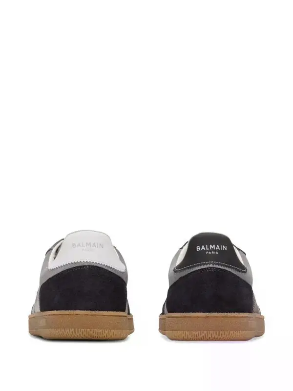 Balmain Panelled Suede And Leather Sneakers - Grey