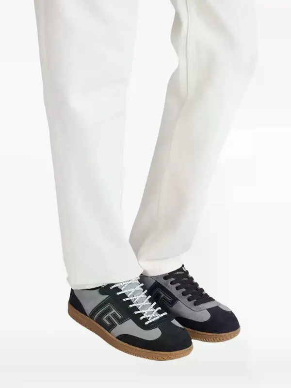 Balmain Panelled Suede And Leather Sneakers - Grey