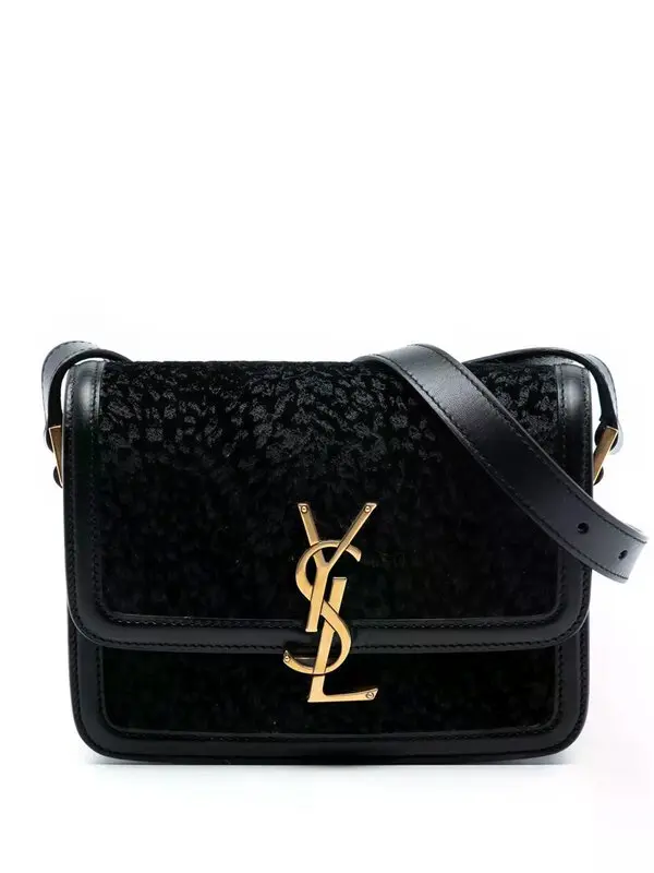 Saint Laurent Small Velvet Solferino Satchel - Black