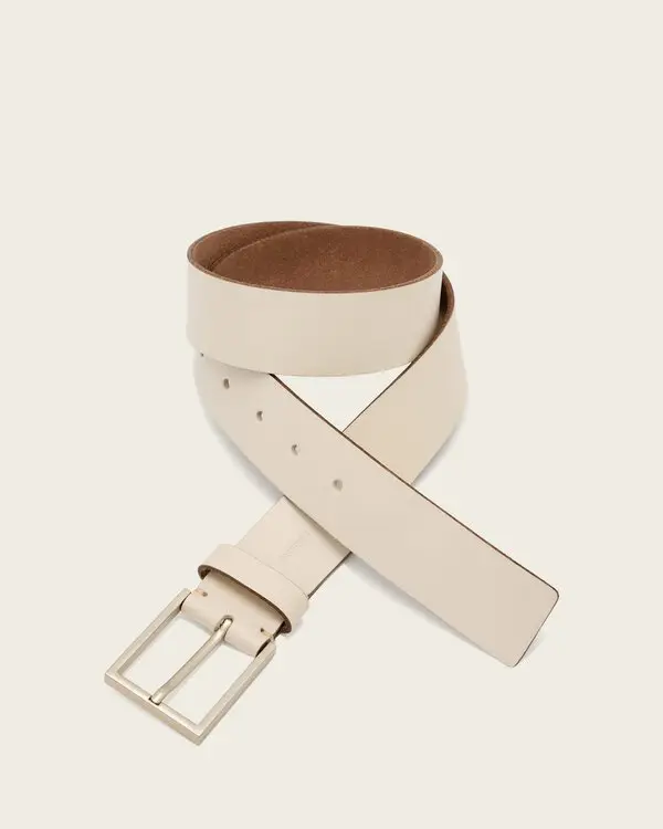 ALLSAINTS Etta Leather Belt With Single Prong Buckle - White
