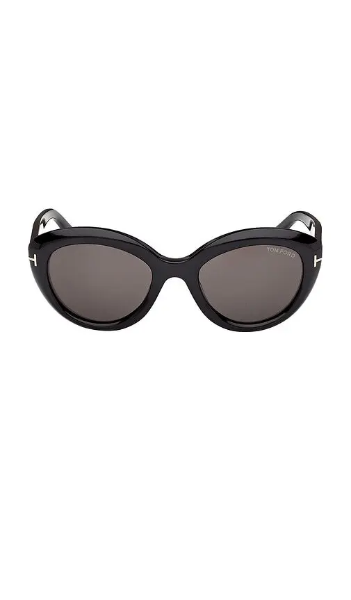 TOM FORD Cat Eye Sunglasses - Shiny Black & Smoke