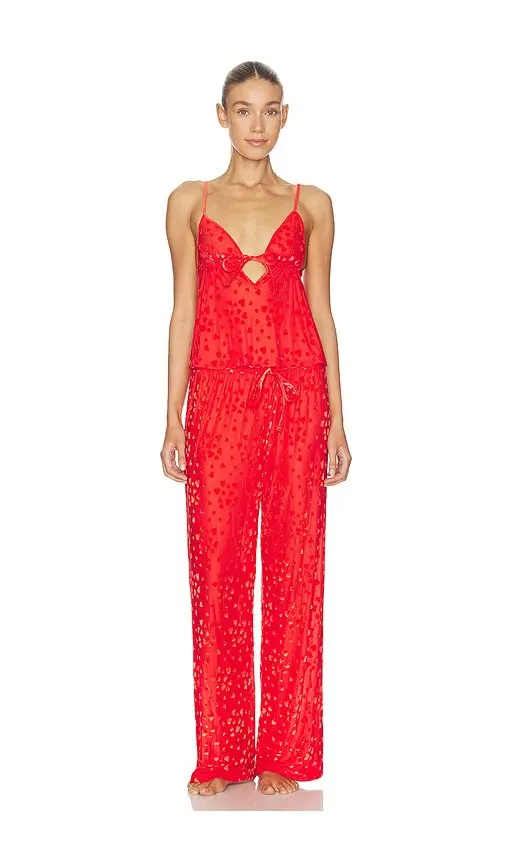 SKIMS Sheer Velvet Burnout Cami & Pant Set - Ruby