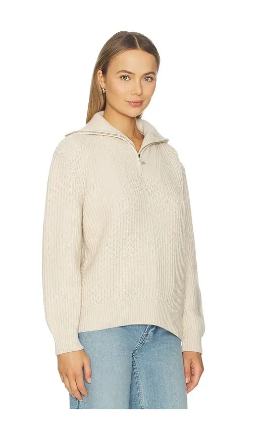 ANINE BING Sammy Quarter-zip Ribbed Knit Sweater