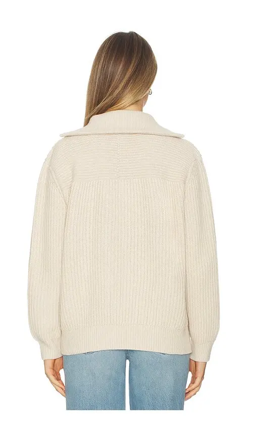 ANINE BING Sammy Quarter-zip Ribbed Knit Sweater