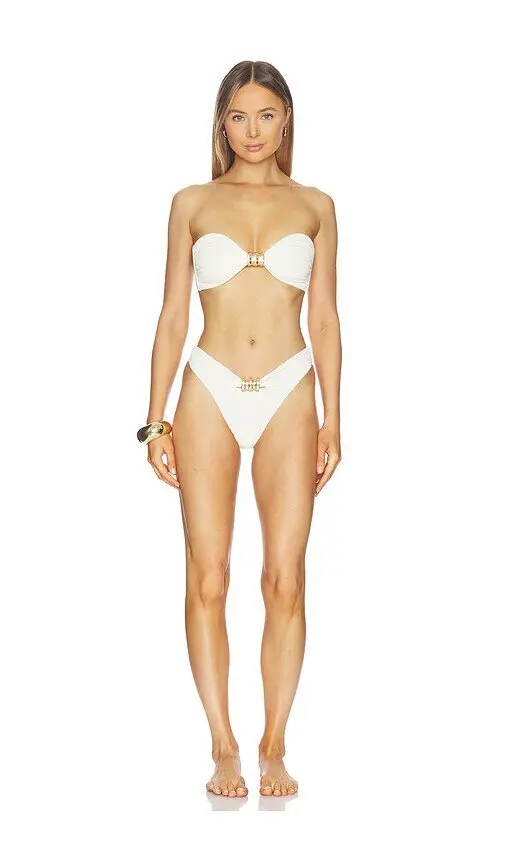 LA PORTE Kate Pinch Hardware Bikini Bottom - Cloud Dancer