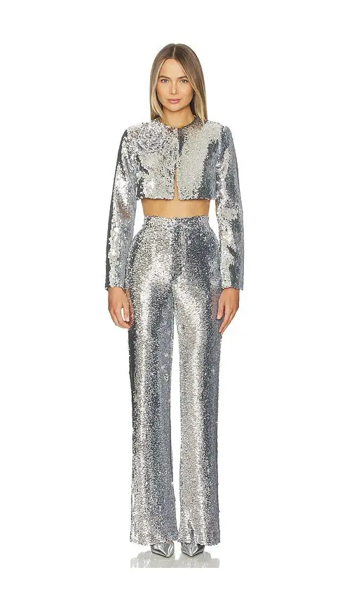 Giuseppe Di Morabito Cropped Sequin Jacket With Floral Applique