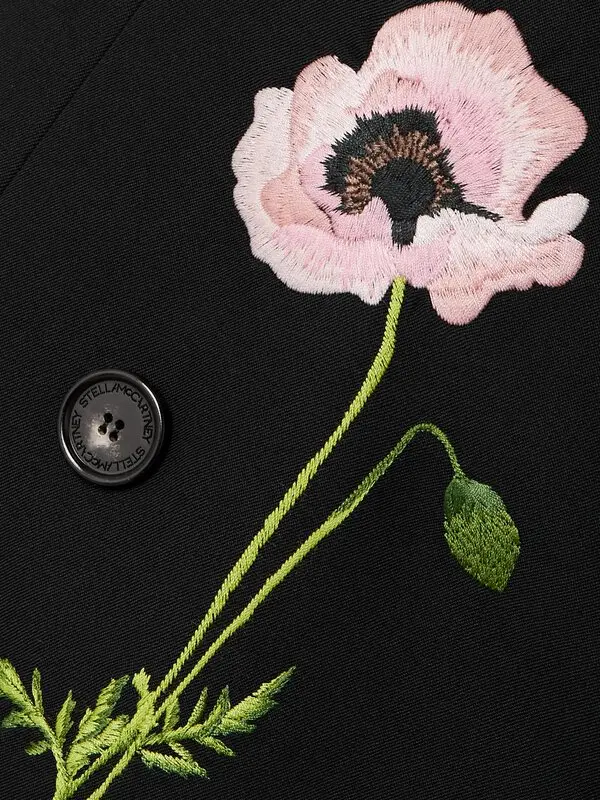 Stella McCartney Oversized Double-breasted Wool-twill Blazer With Floral Embroidery