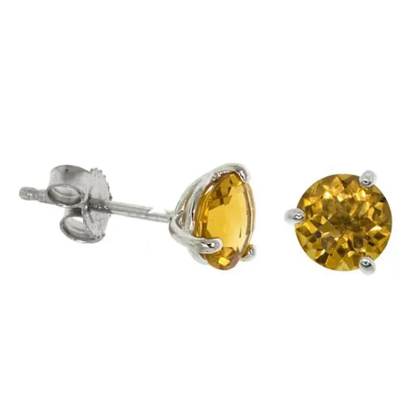 Benbridge 14k White Gold Citrine Stud Earrings - Orange