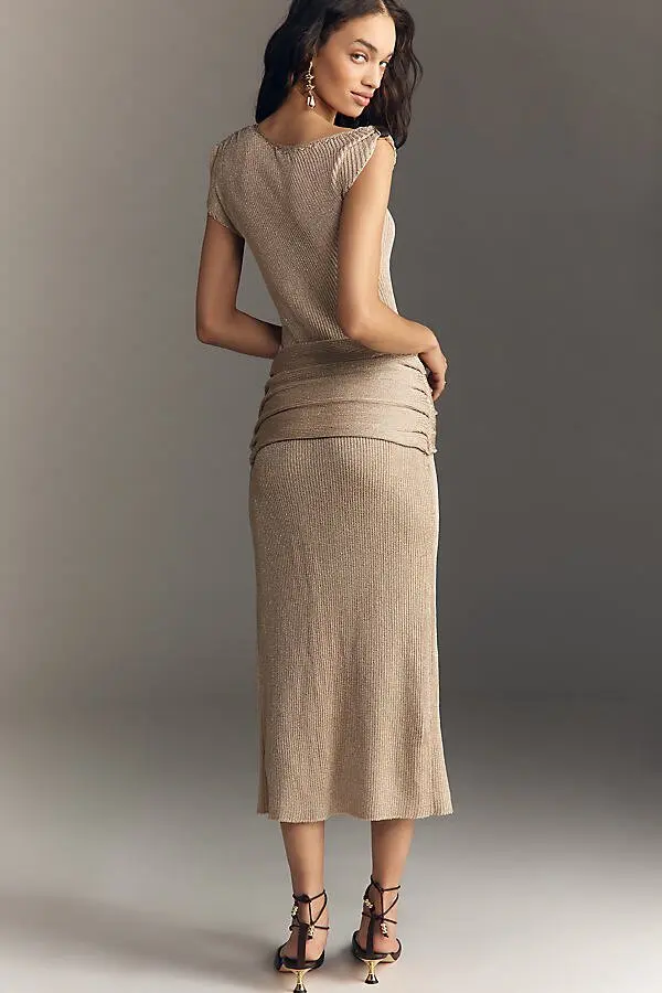 BLITHE Knit Wrap Midi Dress