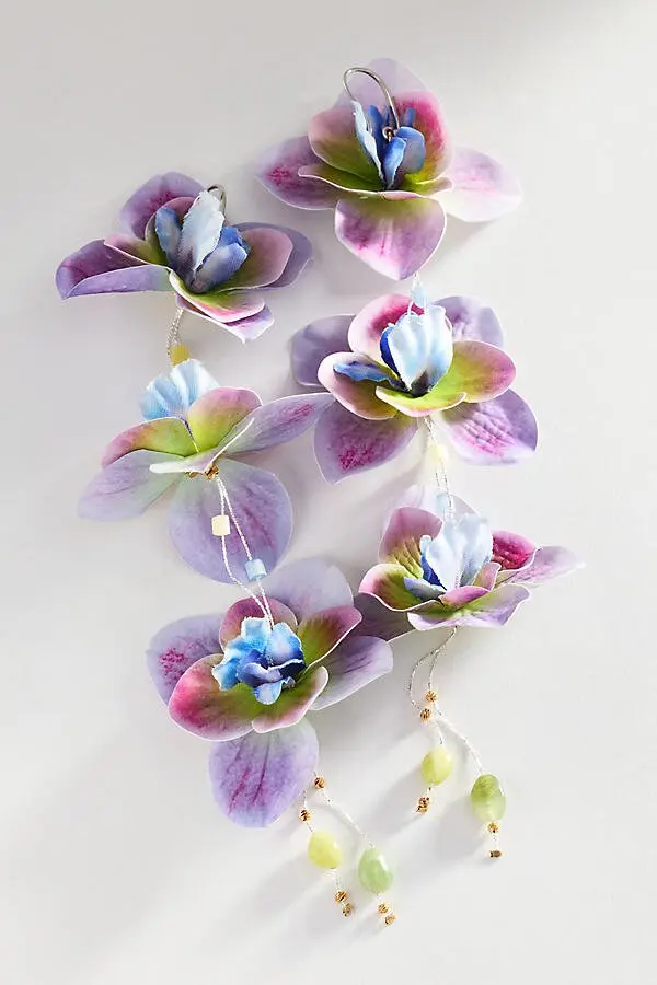 Anthropologie Floral Chandelier Earrings - Lilac