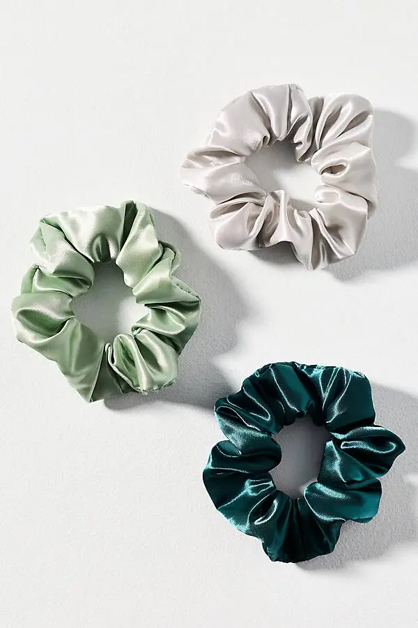 Anthropologie Small Satin Scrunchie - Green