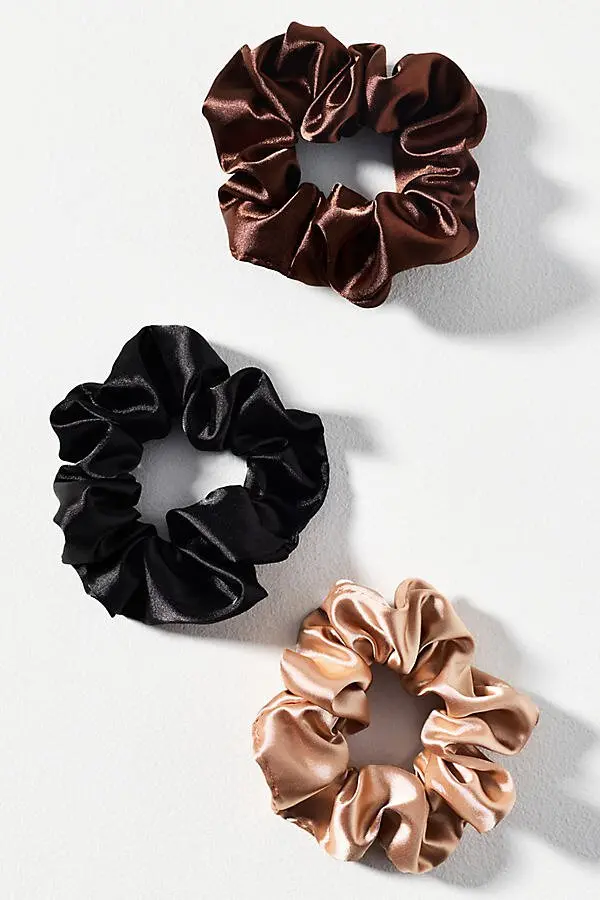 Anthropologie Small Satin Scrunchie - Neutral