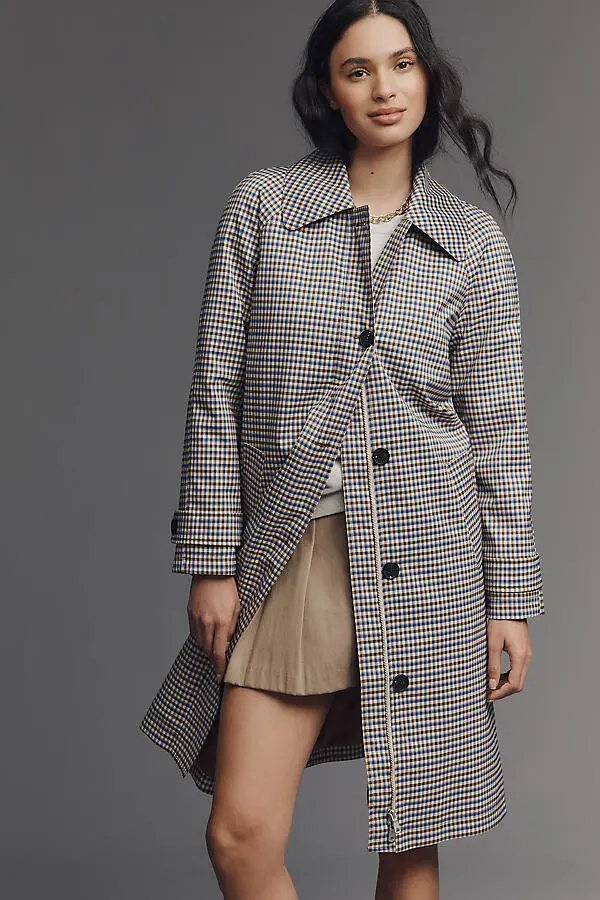 Avec Les Filles Long Gingham Trench Coat Jacket