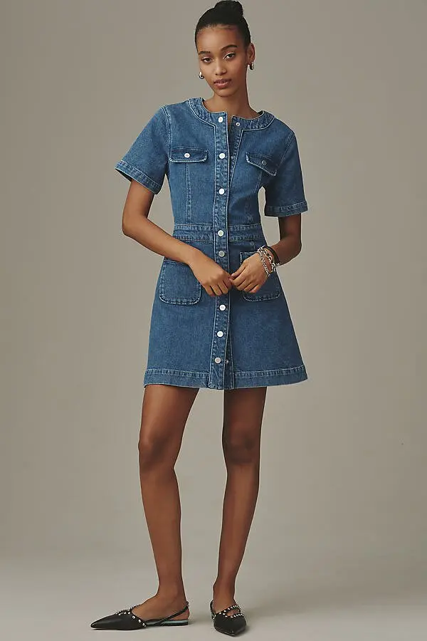 Paige Kiya A-line Denim Mini Dress - Adventure