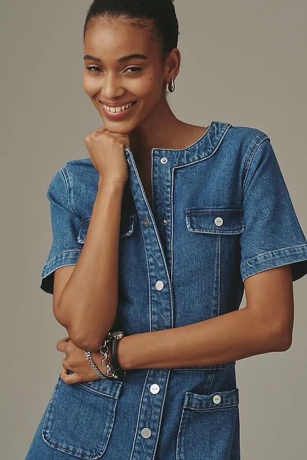Paige Kiya A-Line Denim Mini Dress - Adventure | Editorialist