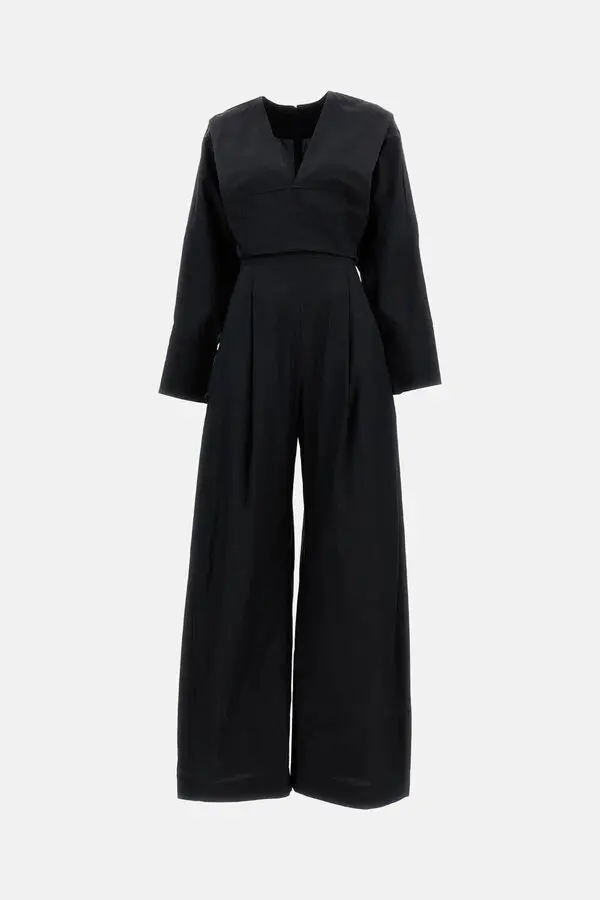 THELATEST Popeline Wide-leg Trousersuit - Black