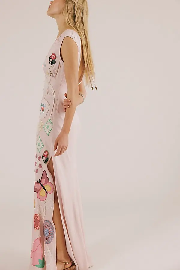 Free People Doily Maxi Slip Dress - Blush Combo