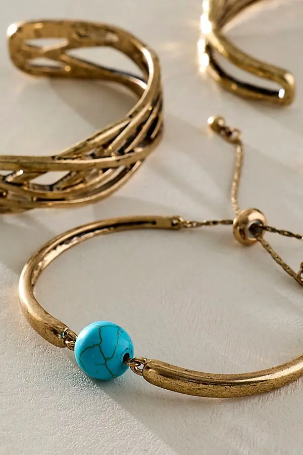 Free People Muse Stack Bangle Set - Turq