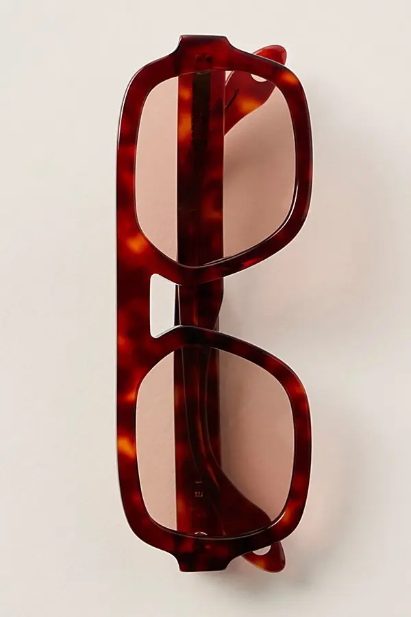 ELISA JOHNSON Jane Aviator Sunglasses - Dark Red Tortoise
