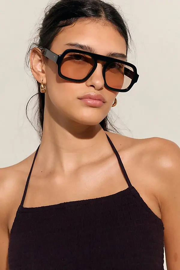 ELISA JOHNSON Aviator Sunglasses - Gloss Black