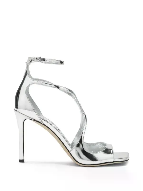 JIMMY CHOO Azia 95 Metallic Leather Sandals