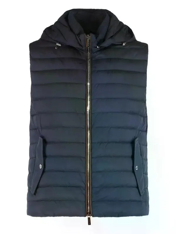 MOORER Hooded Padded Gilet - Blue
