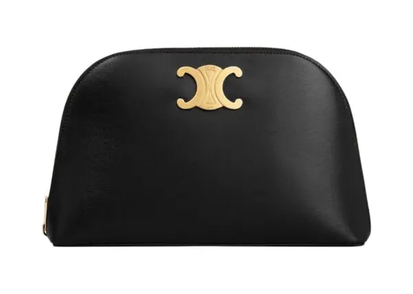Celine Triomphe Shiny Calfskin Pouch - Black