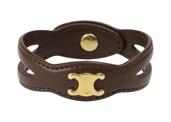 Celine Les Cuirs Calfskin Bracelet - Gold/chestnut