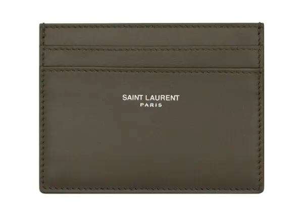 Saint Laurent Embossed Paris Signature Card Holder - Light Musk
