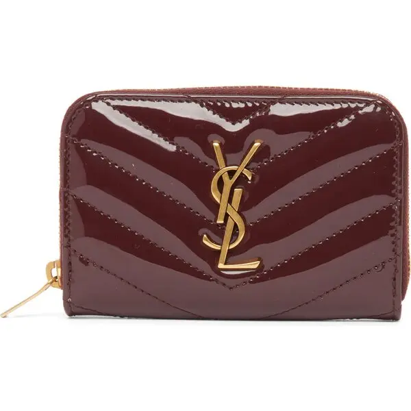 Saint Laurent Cassandre Coin & Card Wallet - Dark Red Wine