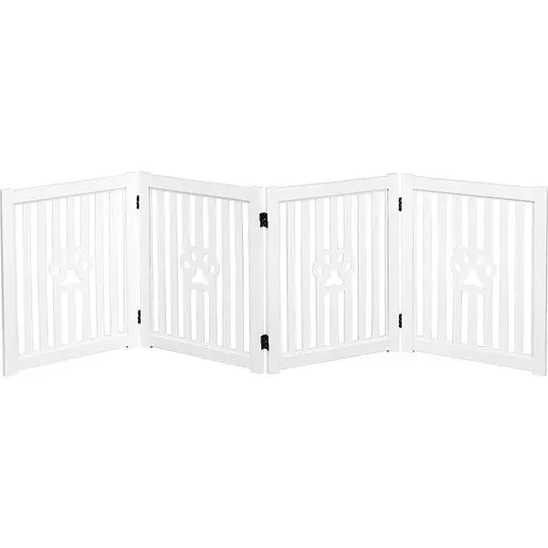 TRIMATE 4 Panel Dog Gate Foldable Wooden - Multicolored
