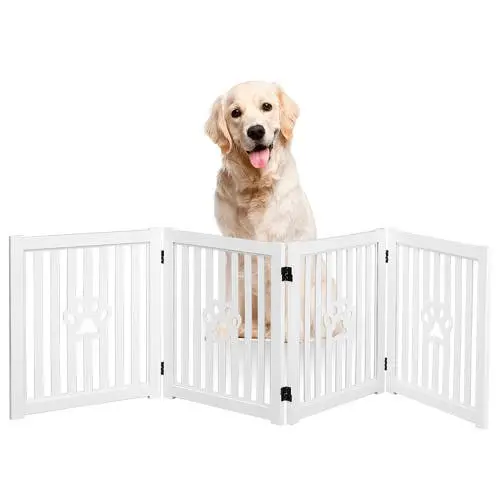 TRIMATE 4 Panel Dog Gate Foldable Wooden