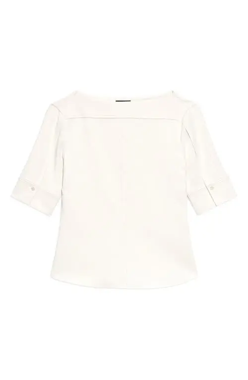 Theory Elbow Sleeve Boat Neck Top - Rice