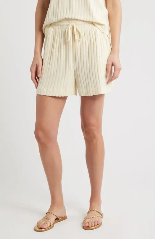 CITY BLUES Cozy Rib Drawstring Shorts - Pearl