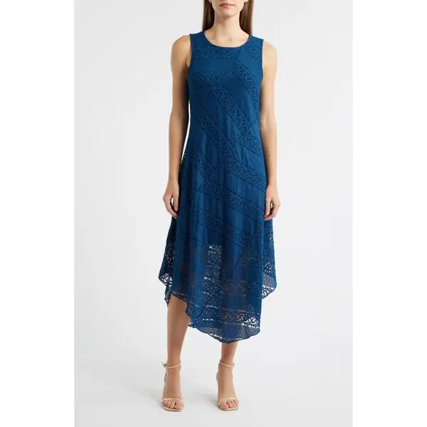 CITY BLUES Lace Sleeveless Maxi Dress - Blue Opal