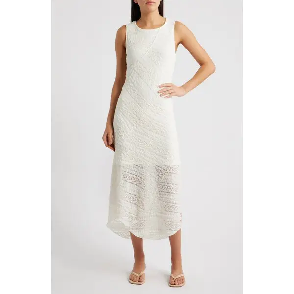 CITY BLUES Ribbon Lace Sleeveless Maxi Dress - Gardenia