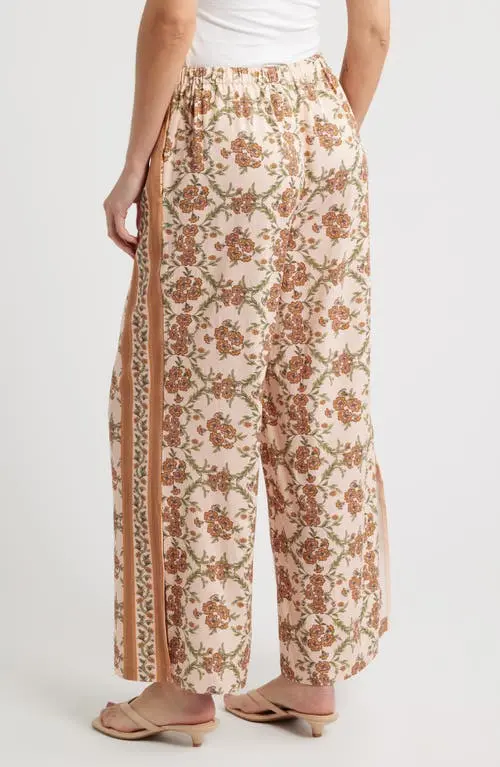 CITY BLUES Floral Wide Leg Lounge Pants - Pumice/terra