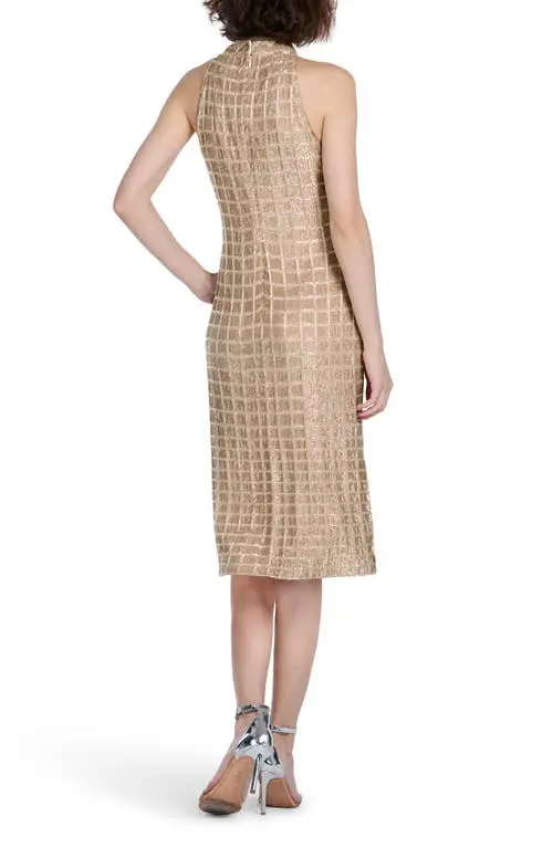 EMILY SHALANT Windowpane Sequin Midi Dress
