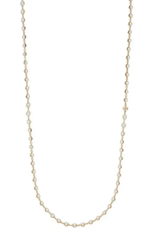 Tory Burch Moondance Faux Pearl Long Necklace - Light Brass/pearl
