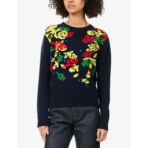 JW Anderson Floral Wool Jumper - Navy