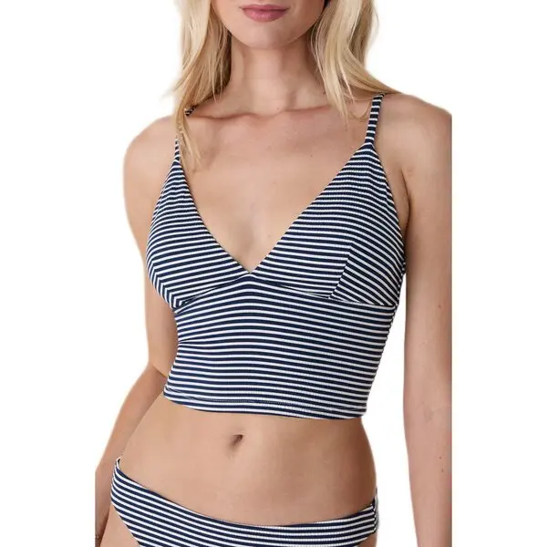 ANDIE Lanikai Stripe Crop Tankini Top - Cadet