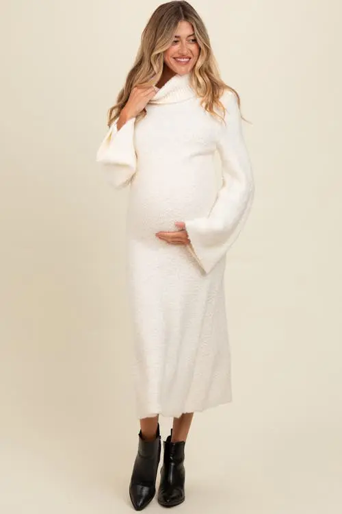 PINKBLUSH Turtleneck Bell Sleeve Sweater Dress