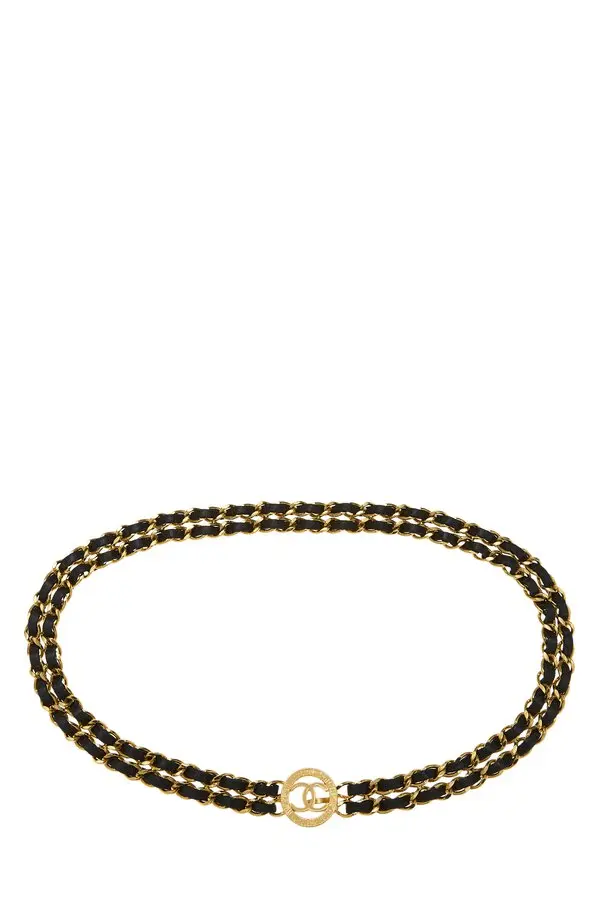 Chanel Gold 'cc' Sunburst Belt - Navy